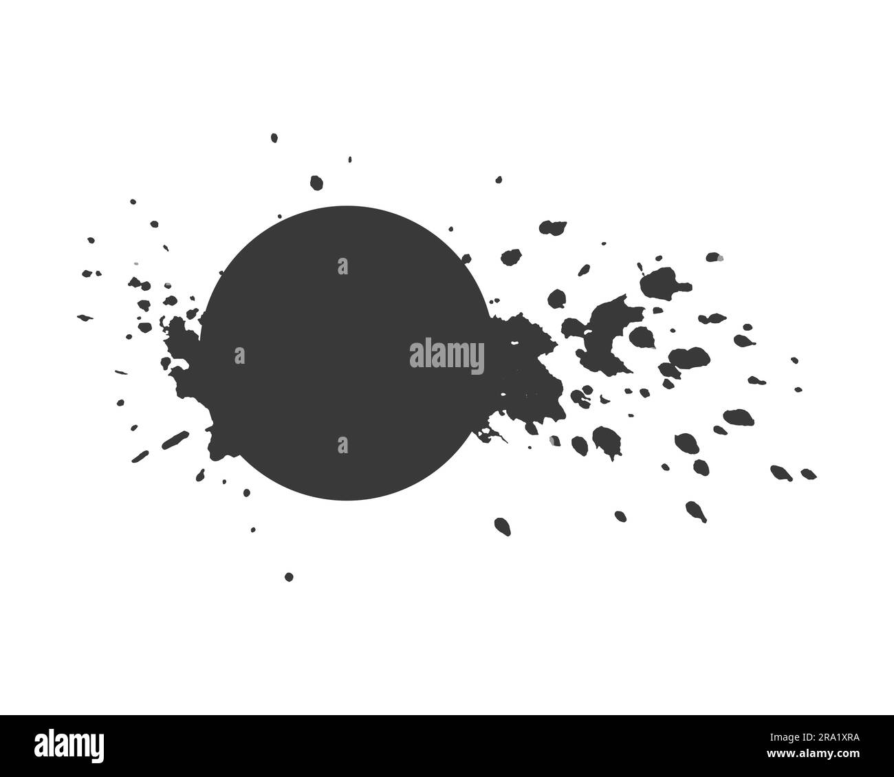 Round spot with splashes, an explosion of paint, drops, splashes coming ...