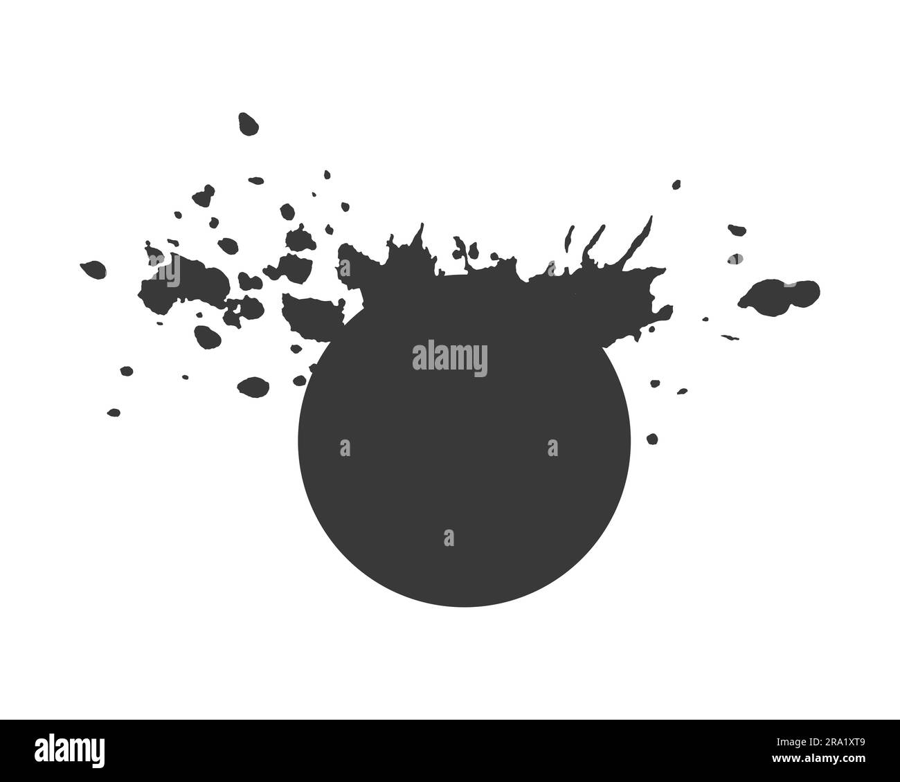 Round spot with splashes, an explosion of paint, drops, splashes coming ...