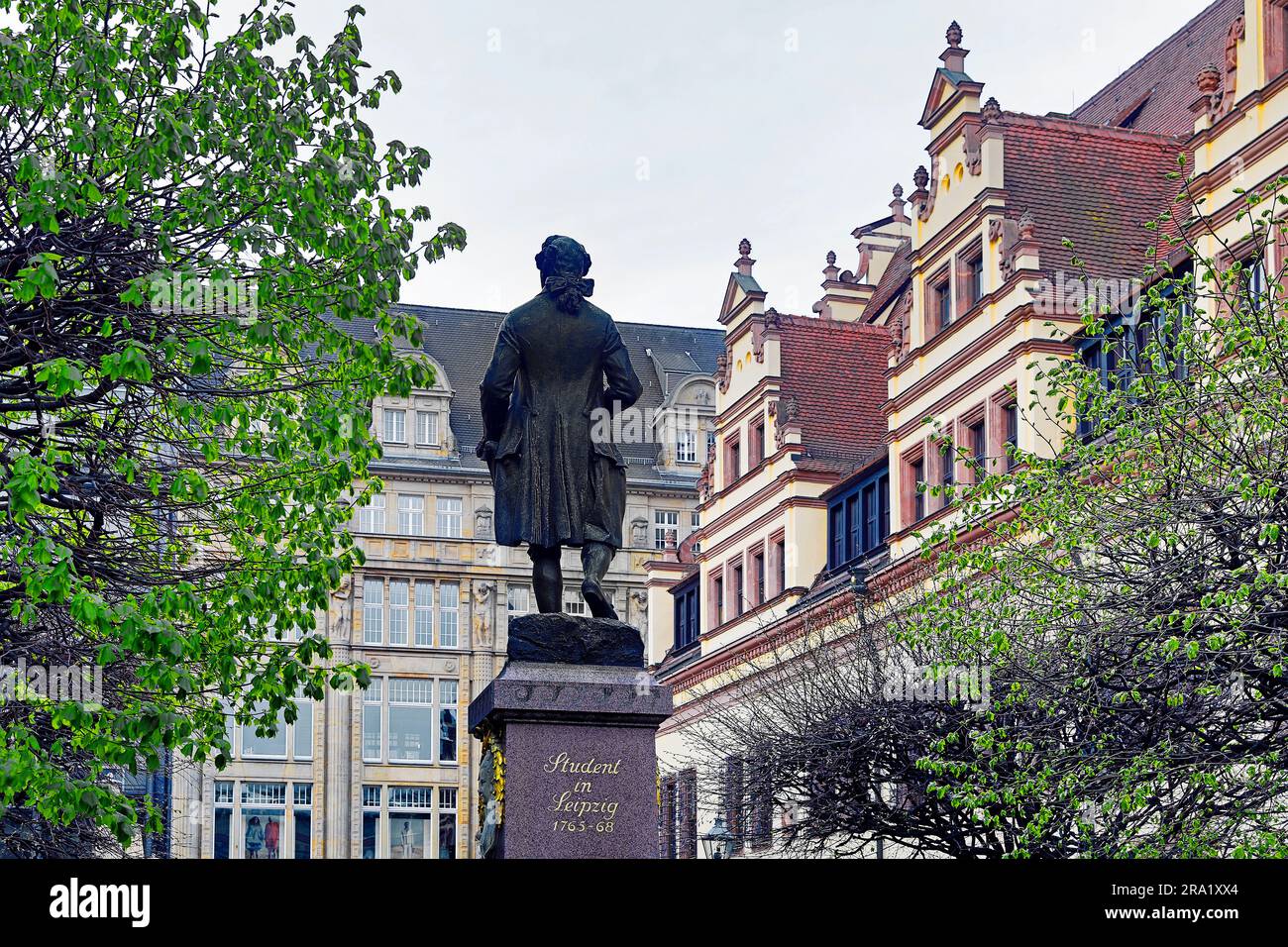 the Goethe monument at the Naschmarkt, Germany, Saxony, Leipzig Stock ...