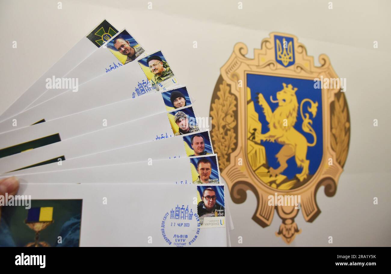 Stamps with the image of Ukrainian border guards killed by the Russian ...