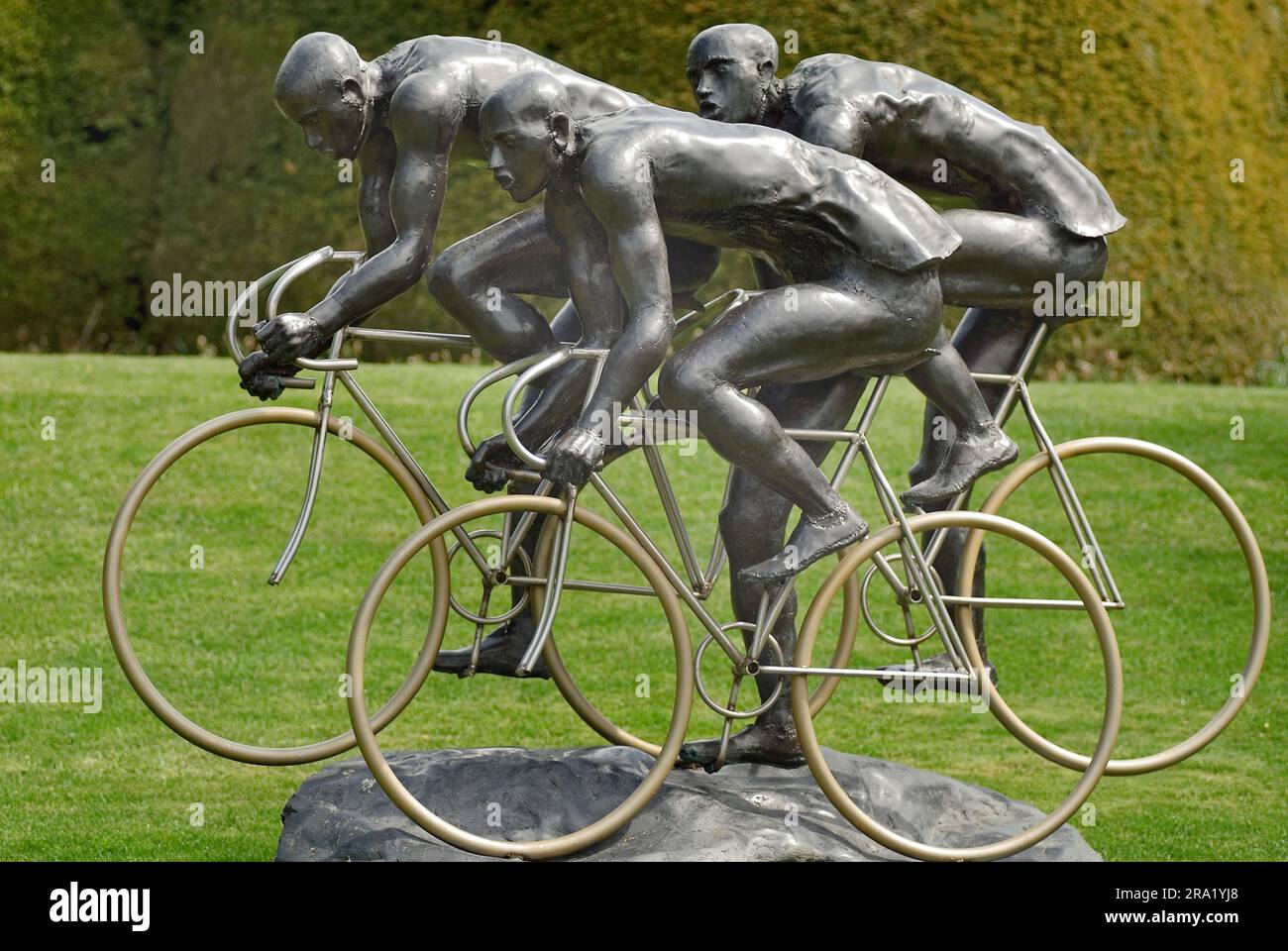 Three cyclists, sculpture in the Olympic Park in Lausanne, Switzerland, Lausanne Stock Photo - Alamy