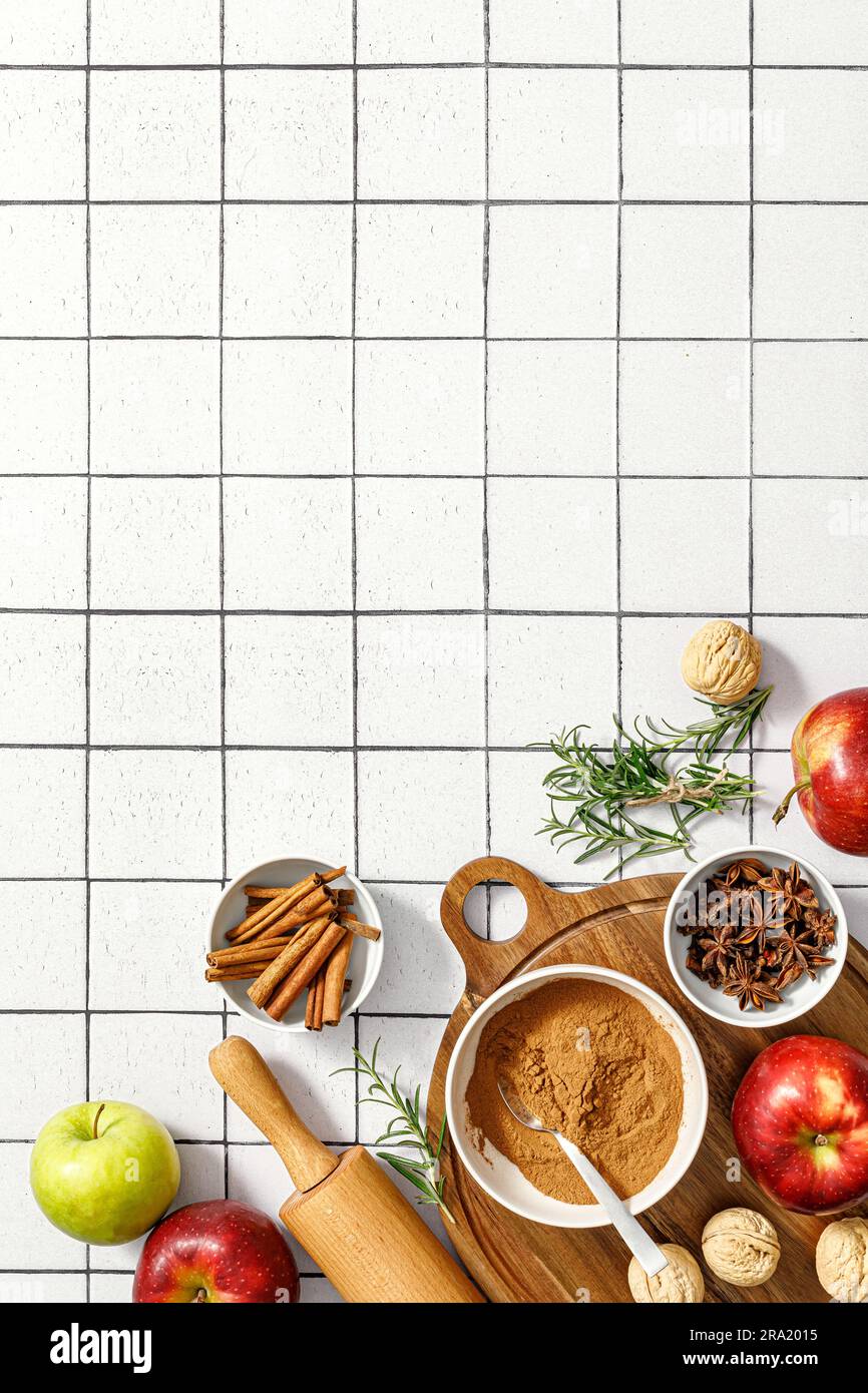 Culinary background, thanksgiving or Christmas cooking, top view Stock ...