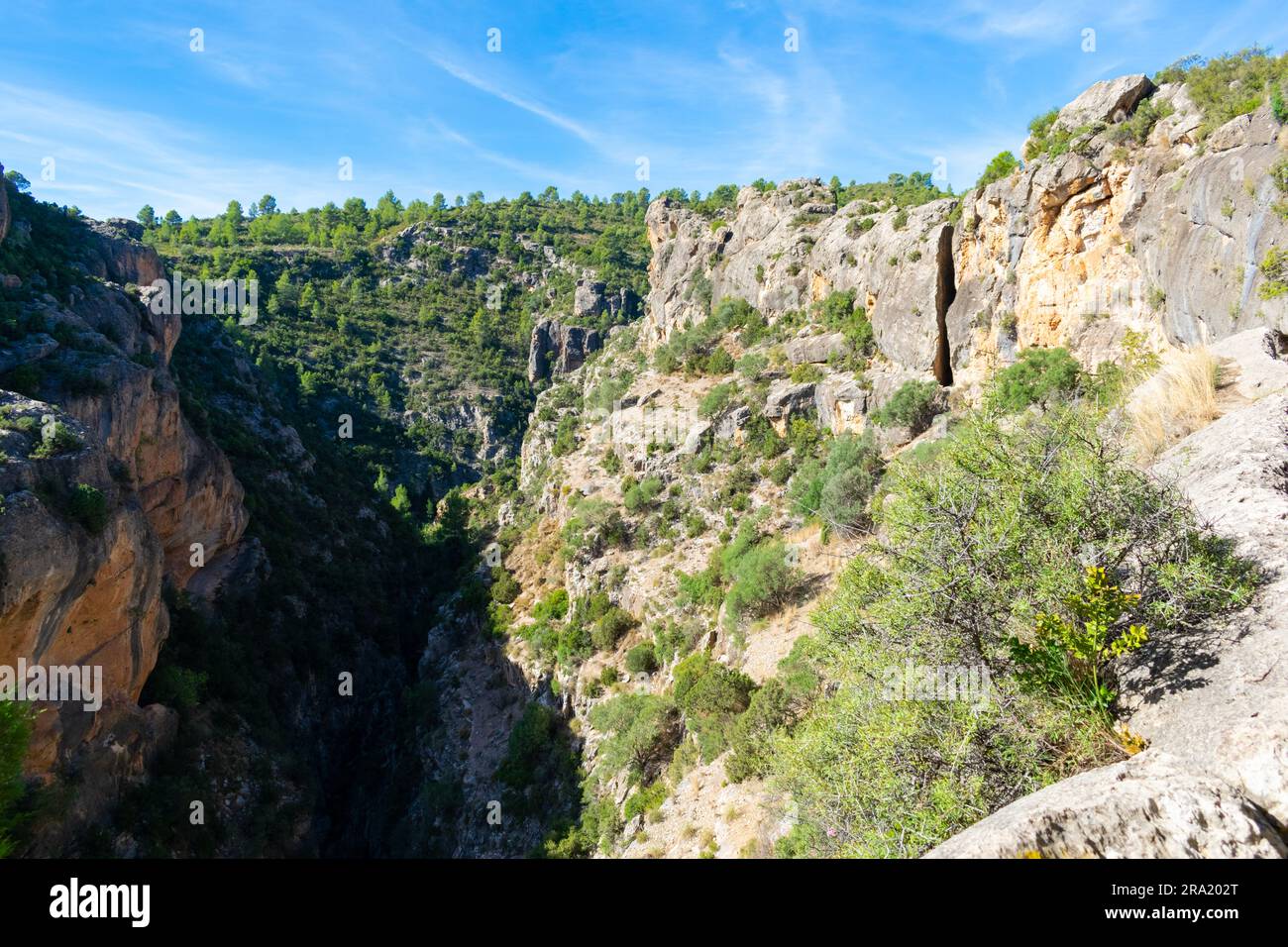 View of the mountain on the route of the Roman aqueduct of Peña Cortada ...