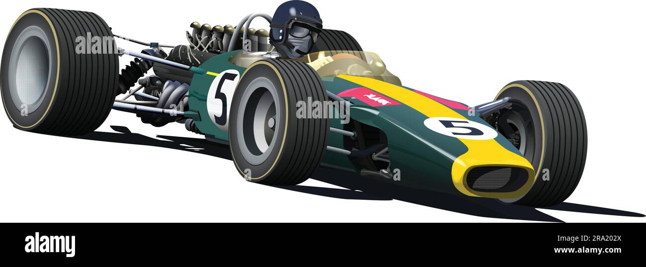 Vector illustration of a classic green open-wheel race car Stock Vector ...