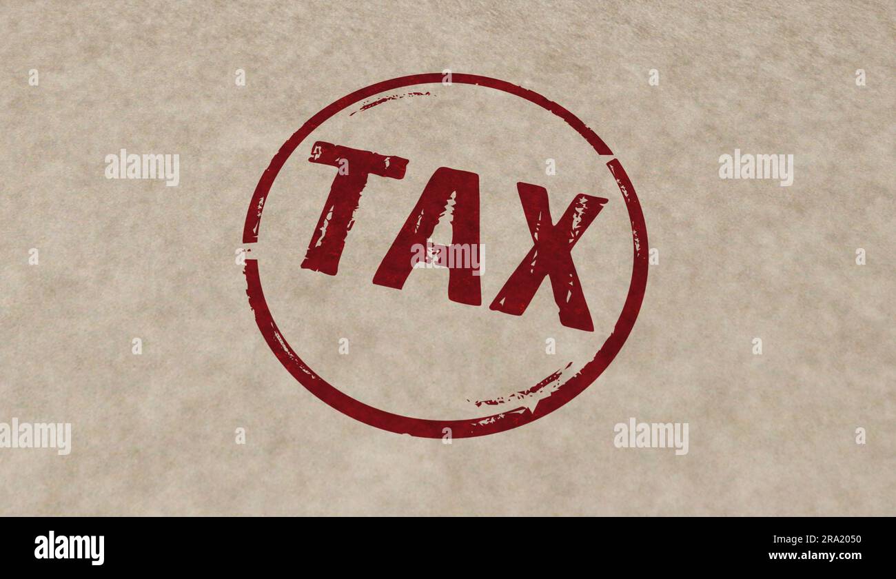 Tax stamp icons in few color versions. Income taxation and payment ...