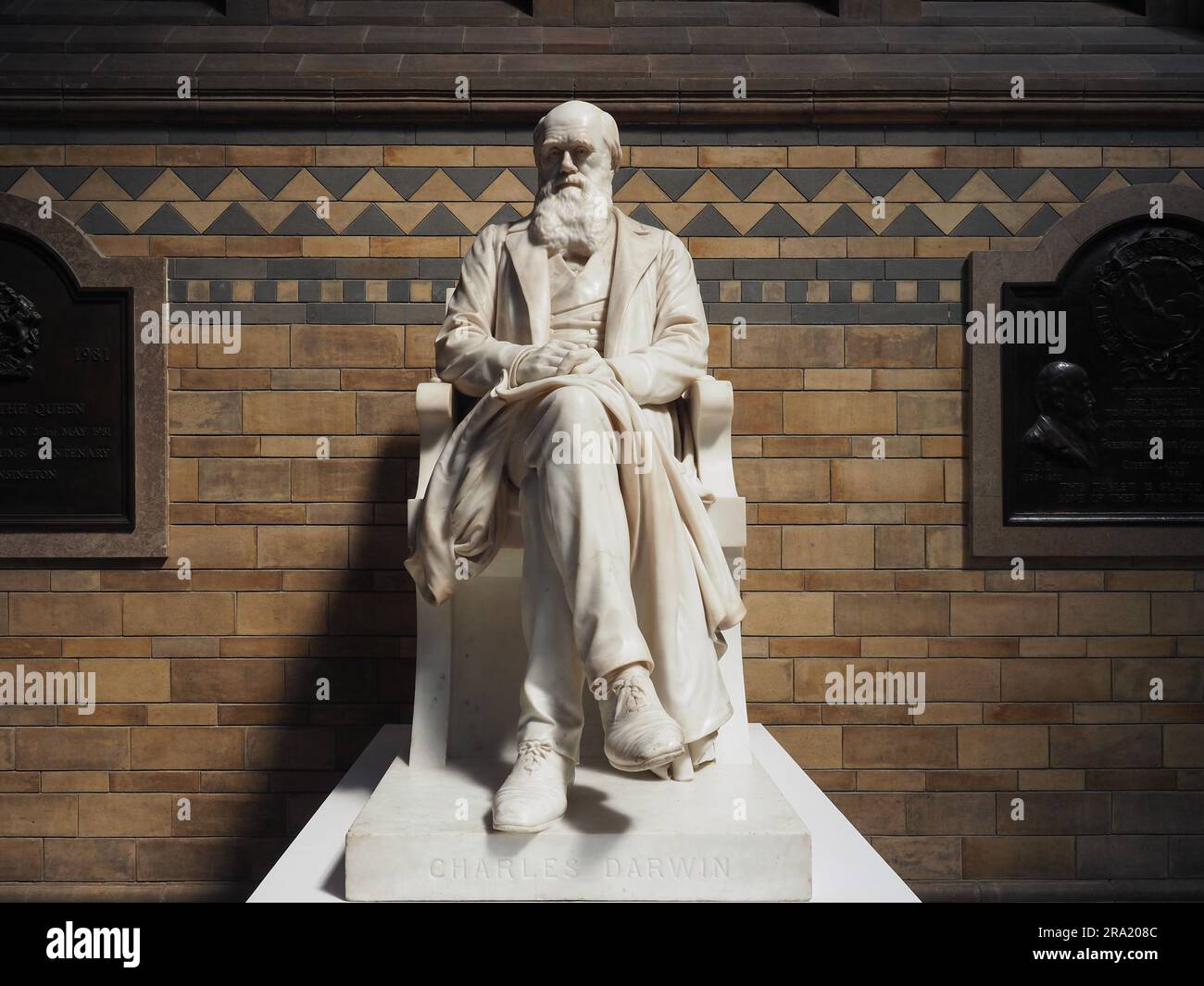 LONDON, UK - JUNE 09, 2023: Charles Darwin statue at the Natural ...