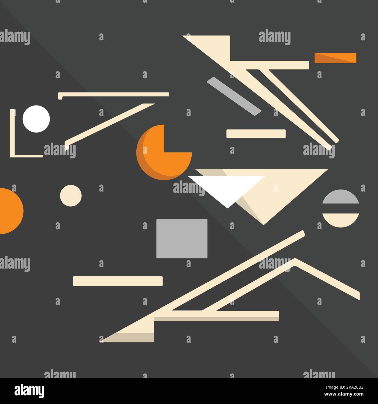 Random geometric shapes in faded colors against a dark gray background ...