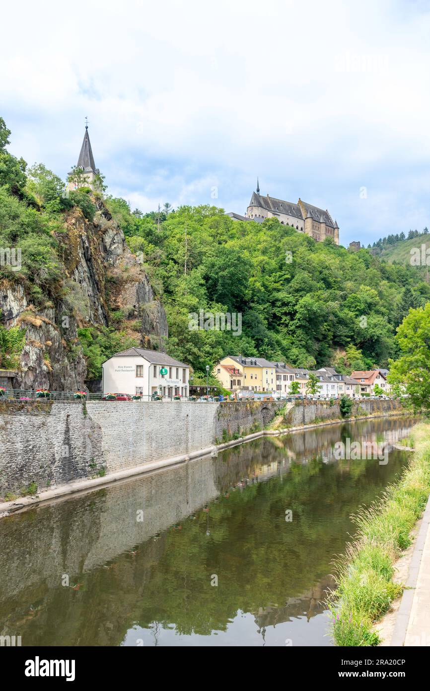 Vianden Castle and Our River, Vianden, Canton of Vianden, Luxembourg ...
