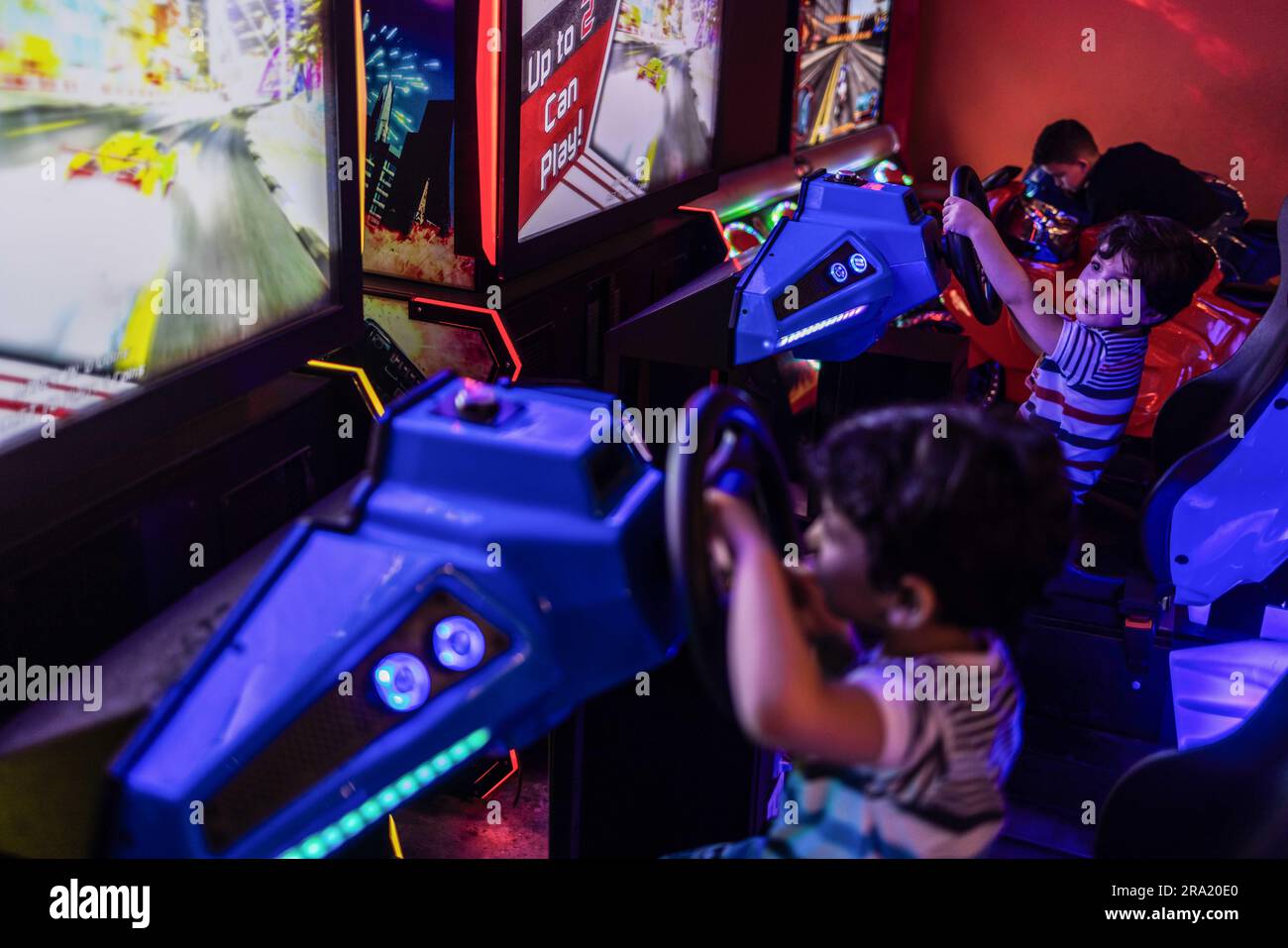 Idlib, Syria. 29th June, 2023. Syrian children play video games at the ...