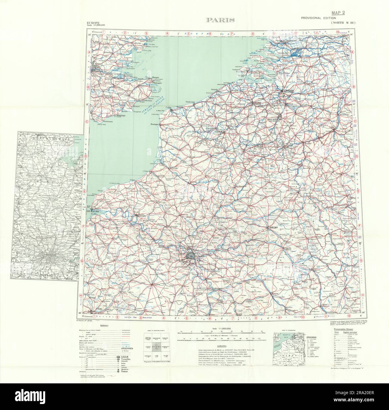 Northern France & Belgium 1914. First World War. 1933 old vintage map ...
