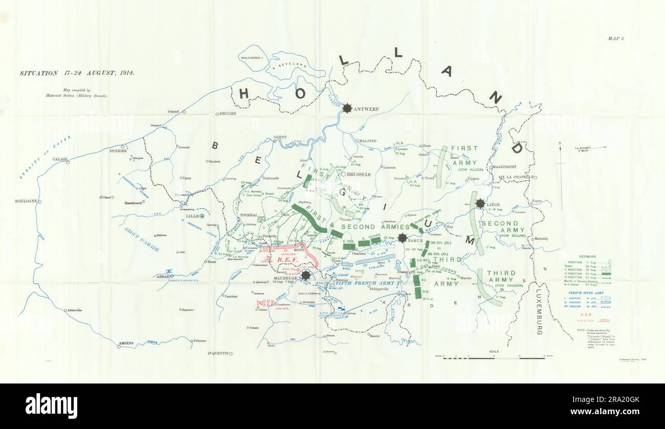Situation 17-24 August 1914. Battle of the Frontiers. First World War ...