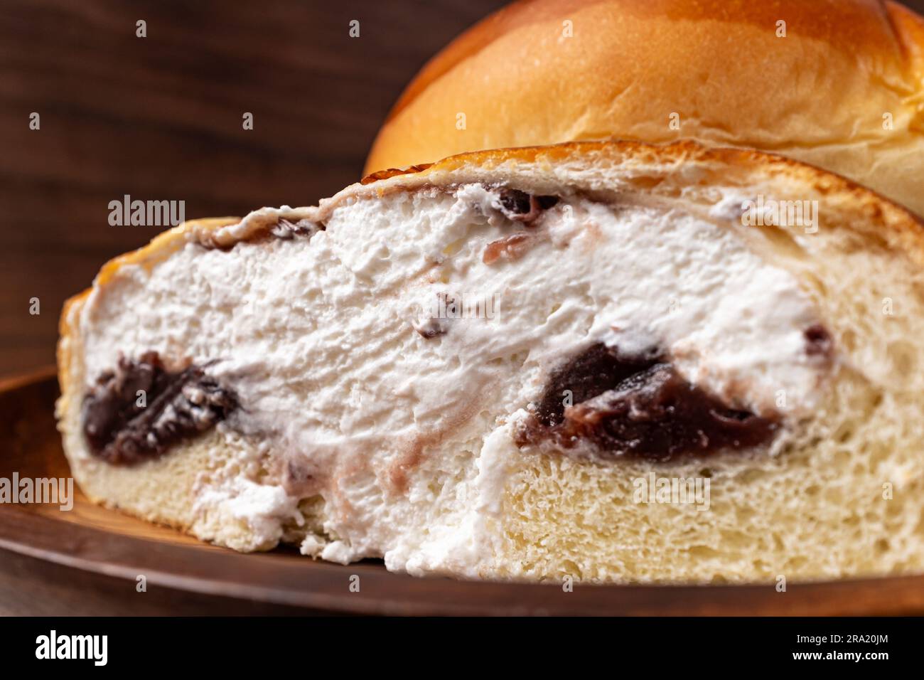 Sweet red bean cream bread with red bean paste and fresh cream Stock ...