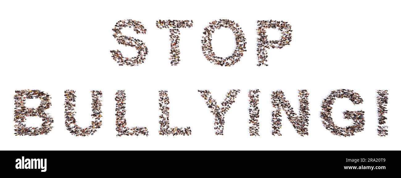 Concept conceptual large community of people forming the STOP BULLYING ...