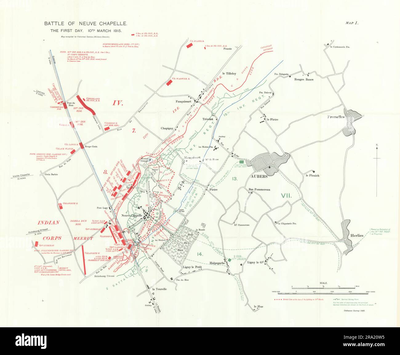 Battle of Neuve Chapelle. First Day. 10th March 1915. WW1. Trenches ...