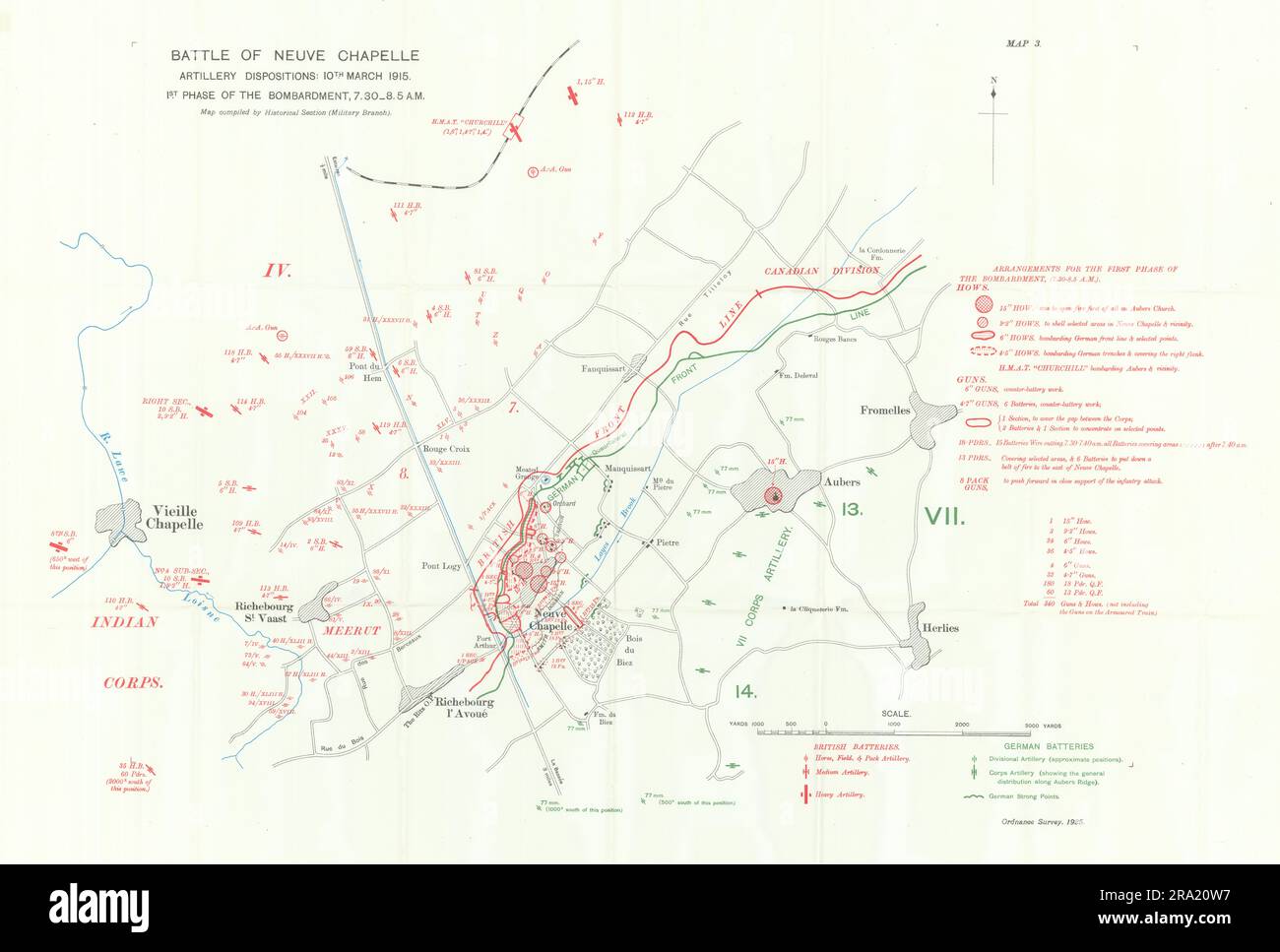 Battle of Neuve Chapelle. Artillery Dispositions: 10th March 1915. WW1 ...