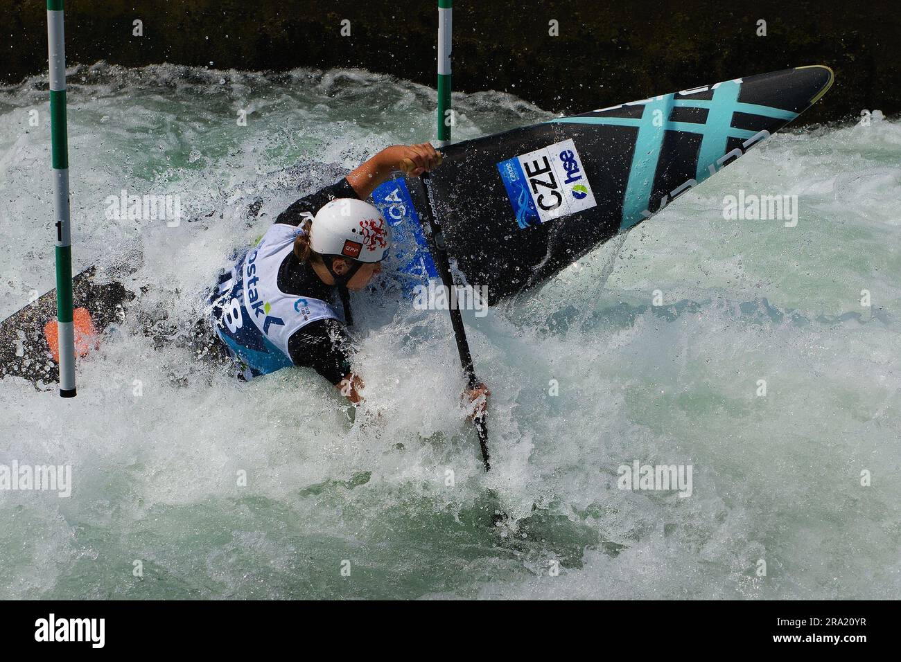 Eva Rihova while driving on a very demanding track in the World Cup ...