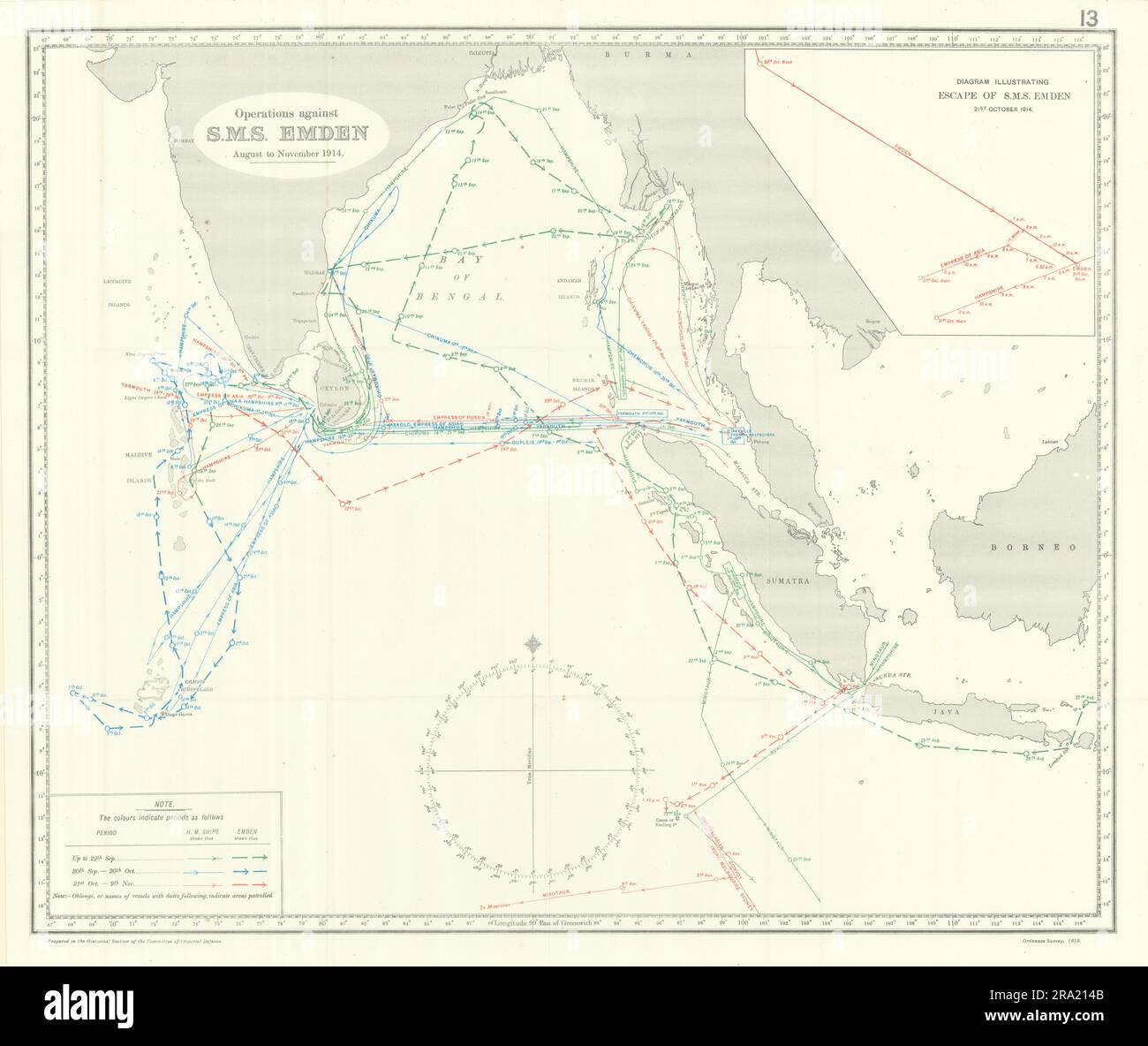 Pursuit of SMS Emden August-Nov 1914. Indian Ocean. First World War ...