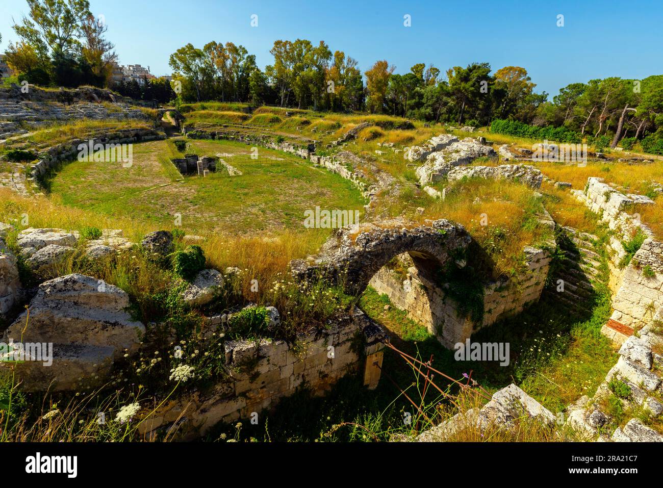 Ruins of ancient roman amphitheater from 212 B.C in the Neapolis ...