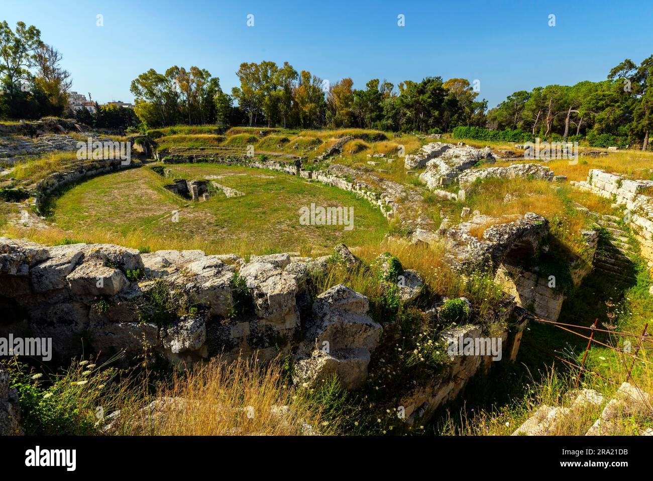 Ruins of ancient roman amphitheater from 212 B.C in the Neapolis ...