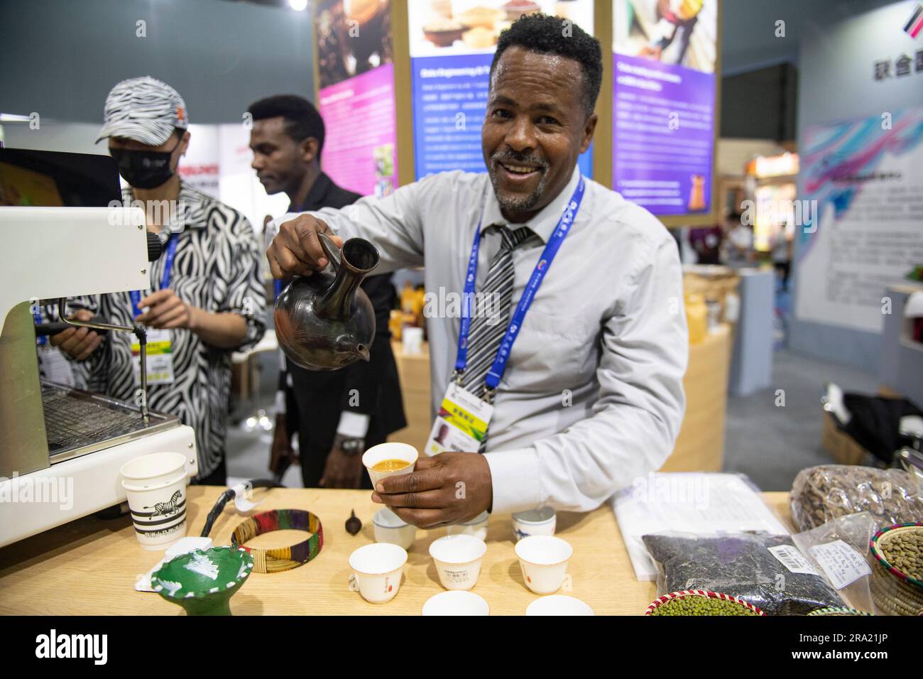 Changsha, China's Hunan Province. 29th June, 2023. An exhibitor ...