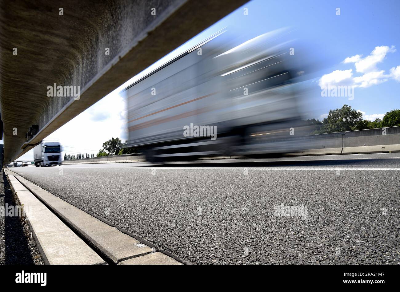 Traffic on the D1 motorway in Bohumin, Czech Republic towards Poland ...