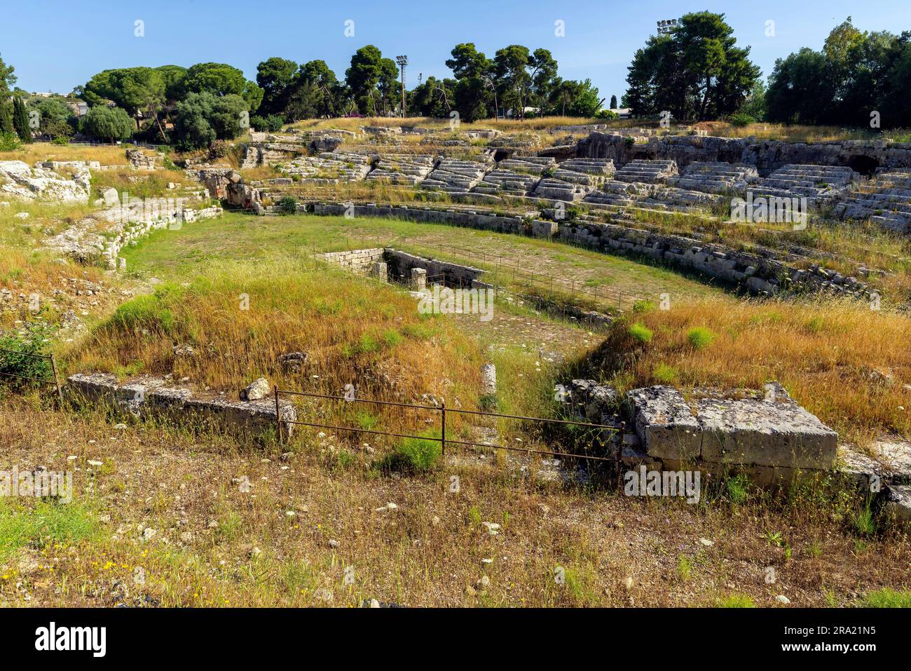 Ruins of ancient roman amphitheater from 212 B.C in the Neapolis ...