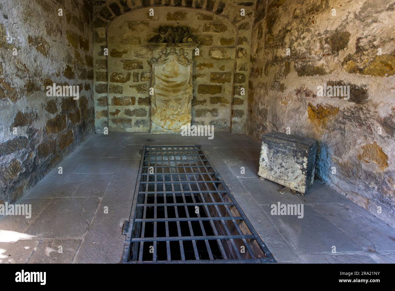 View into a crypt from the Elias cemetery in Dresden. The coffins were ...