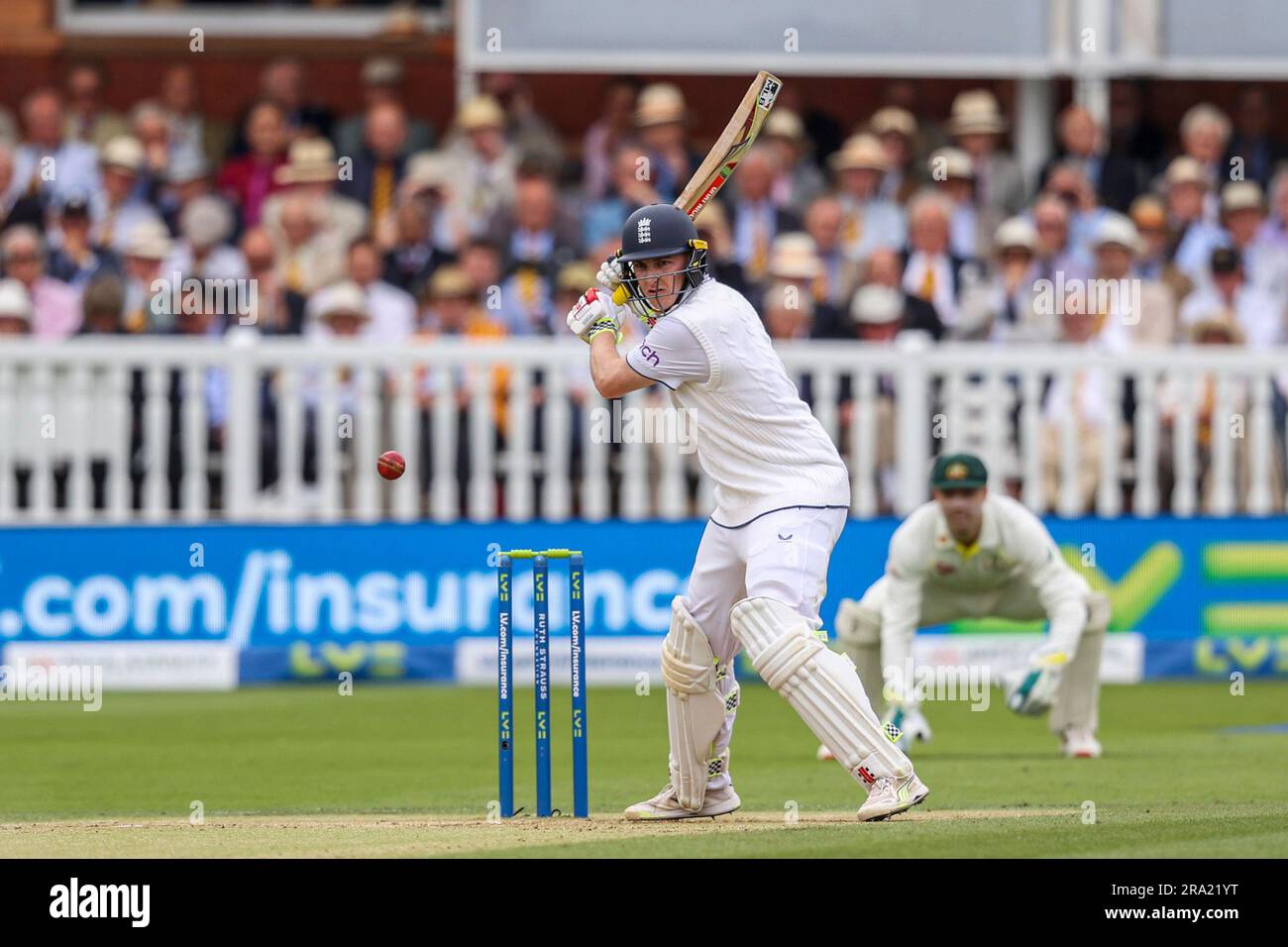 London, England. 30th June, 2023. England's Harry Brook is caught by ...