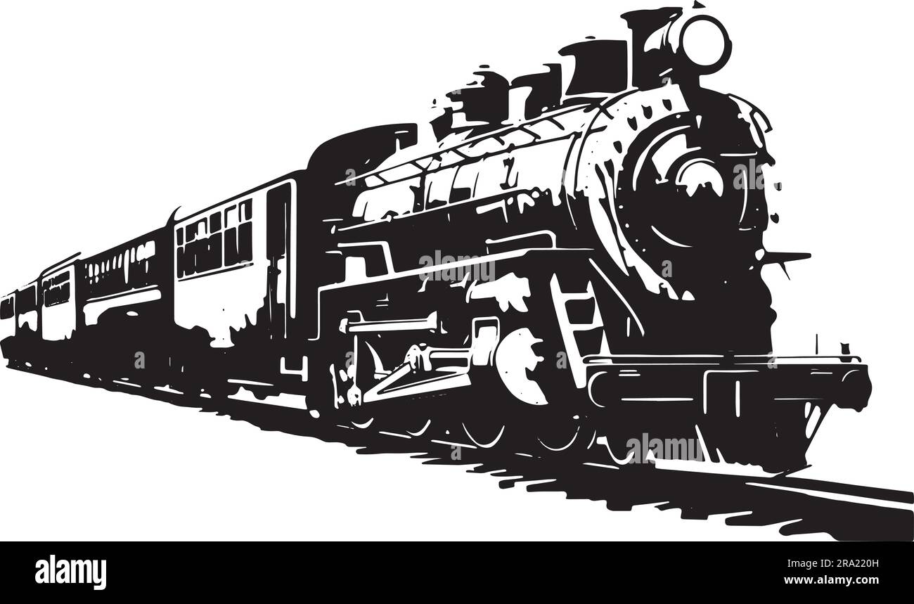 Vintage steam locomotive ancient train, transport Vector illustration ...