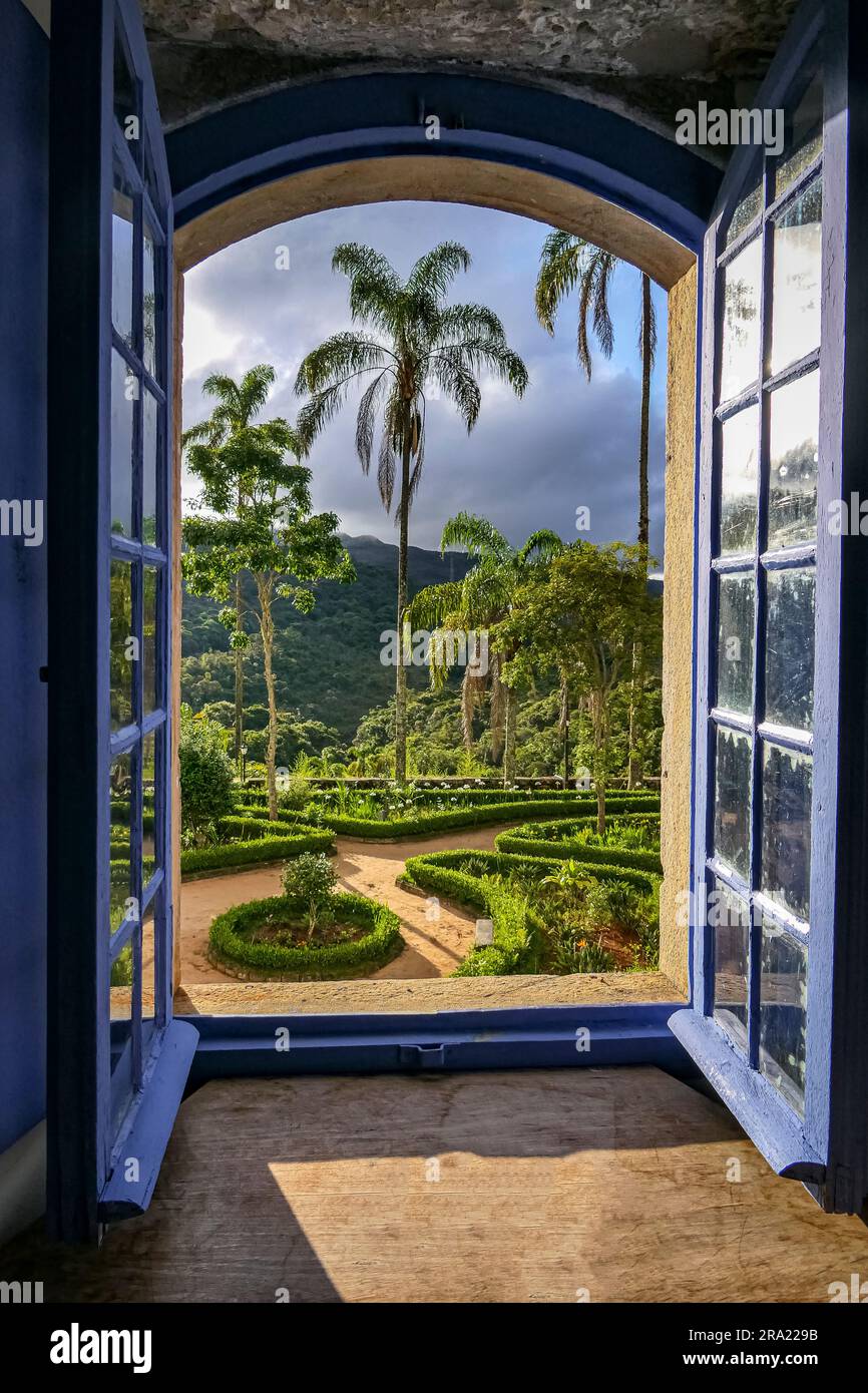 View landscaped garden through open hi-res stock photography and images ...