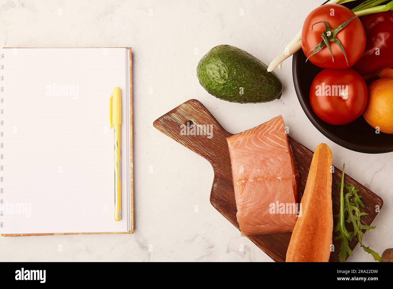 Fodmap, Mediterranean diet, Paleo concept with mockup notepad. Healthy ...
