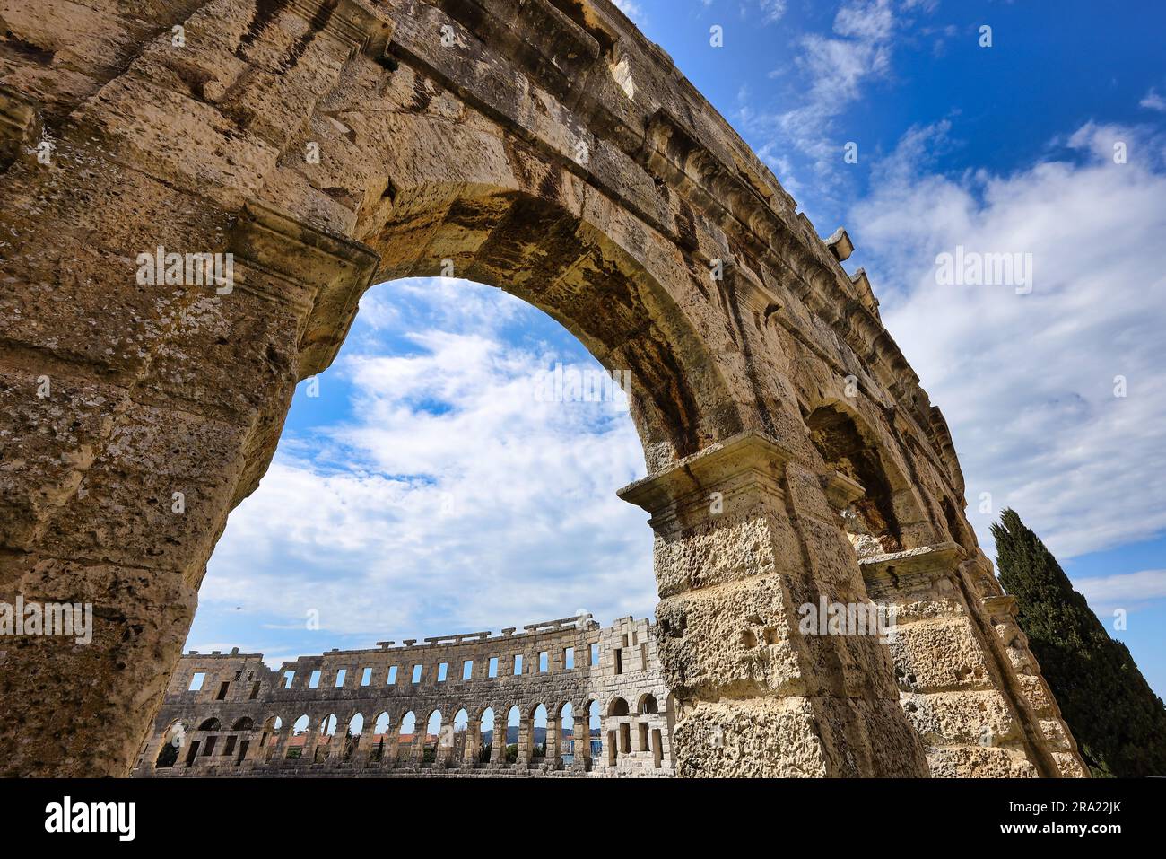 The amphitheater of Pula, located in Istria, Croatia, is a stunningly ...
