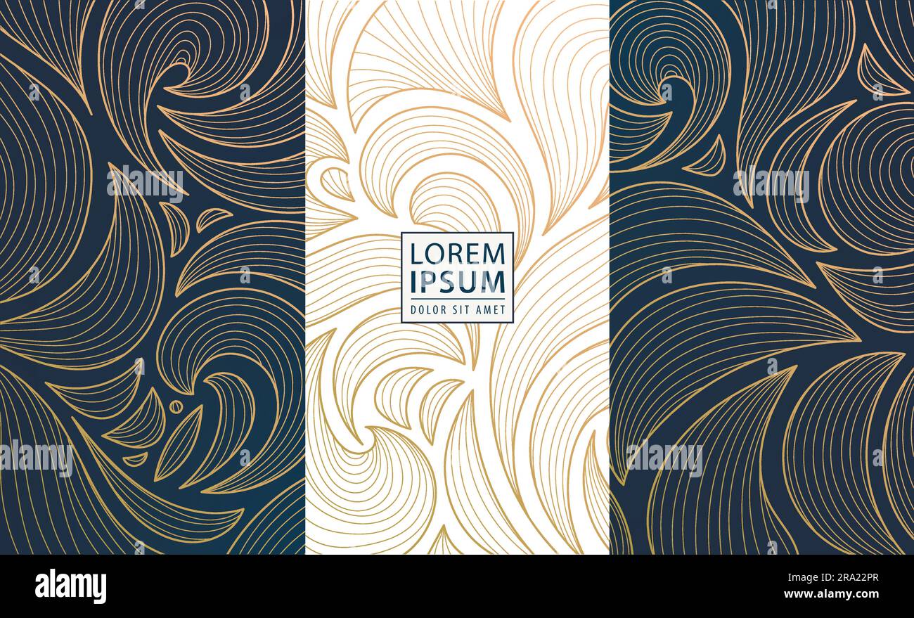 Set of vector art deco labels, frames, wedding invitations, packaging ...