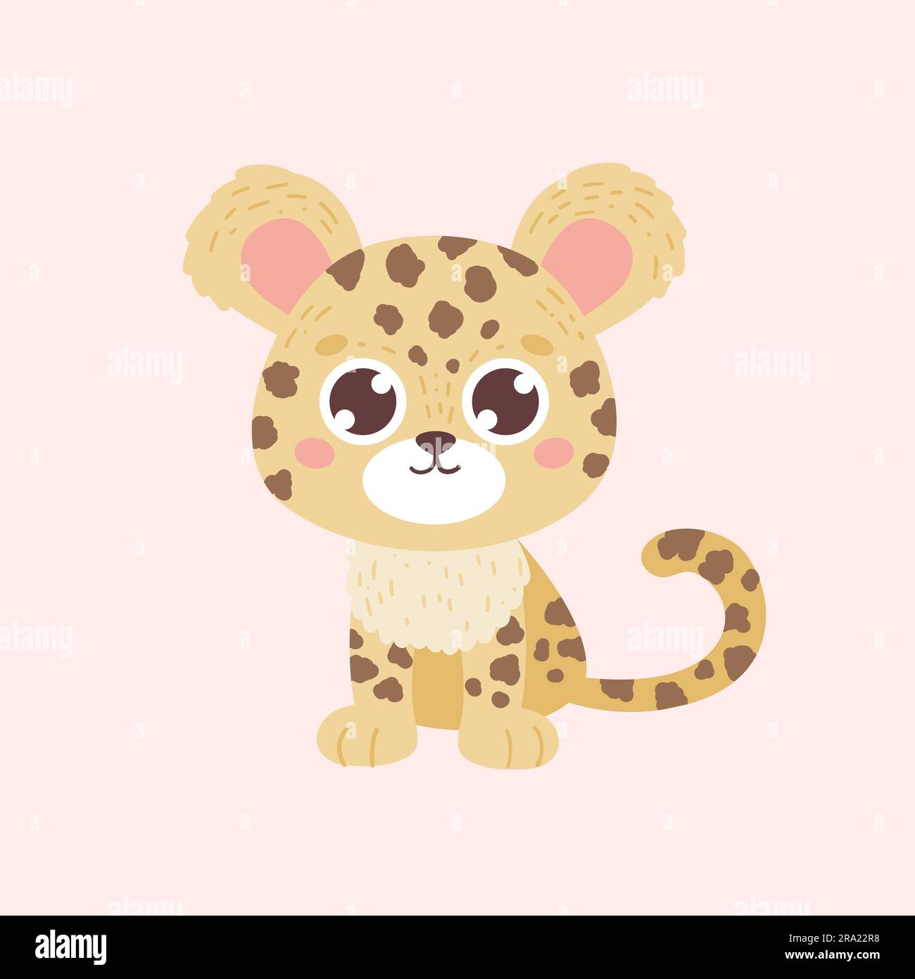 Cute baby leopard. Jungle animal cartoon character for children. Hand ...