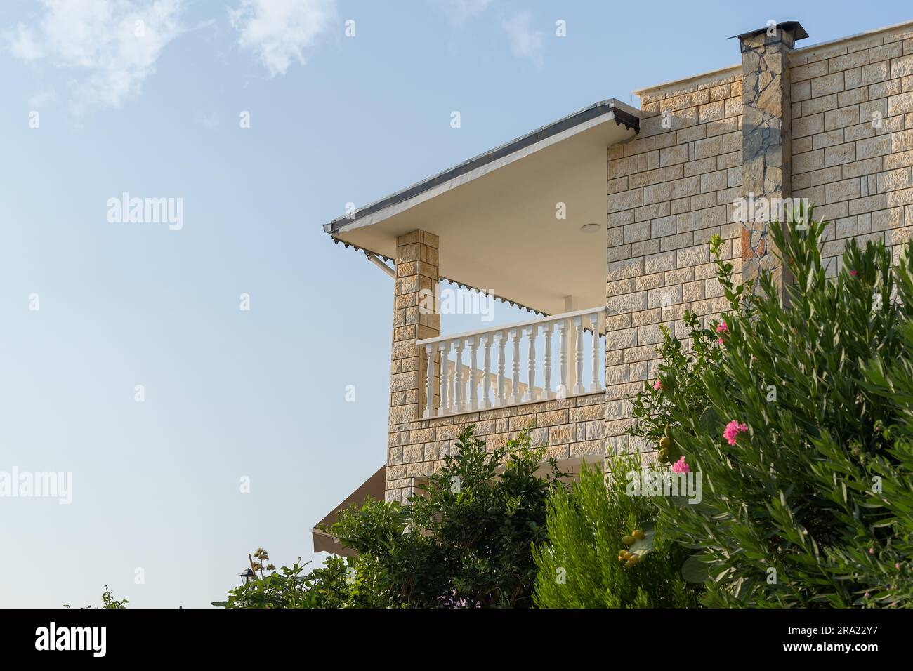 Balcony of a residential country house. Southern architecture Stock ...