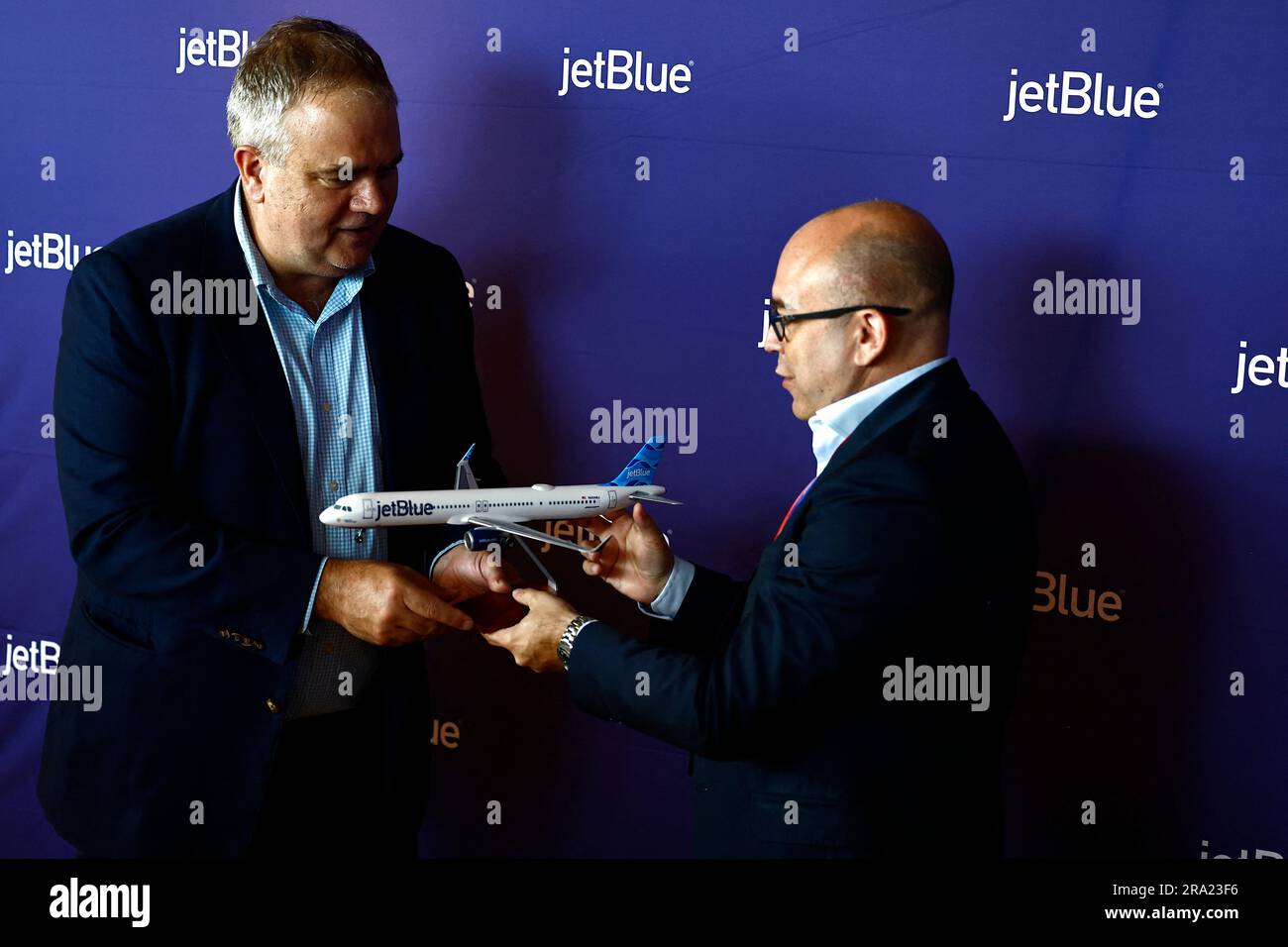 Paris, France. 30th June, 2023. Jetblue's CEO, Robin Hayes and the ...