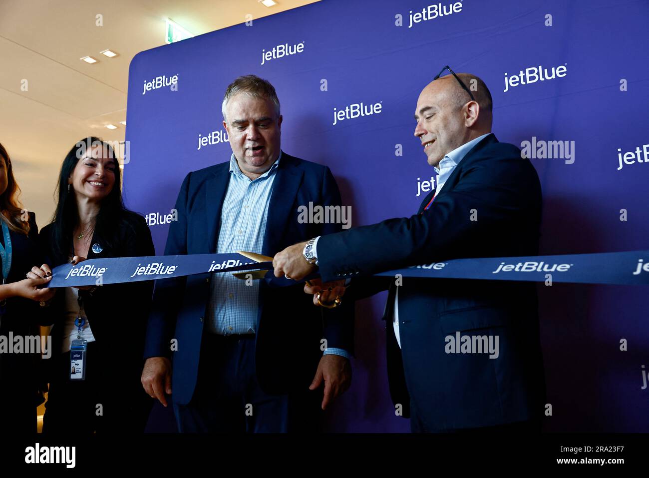 Paris, France. 30th June, 2023. Jetblue's CEO, Robin Hayes and the ...