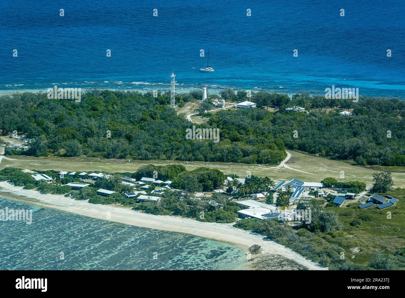 Aerial View Of Lady Elliot Island And Surrounding Coral Reef Southern