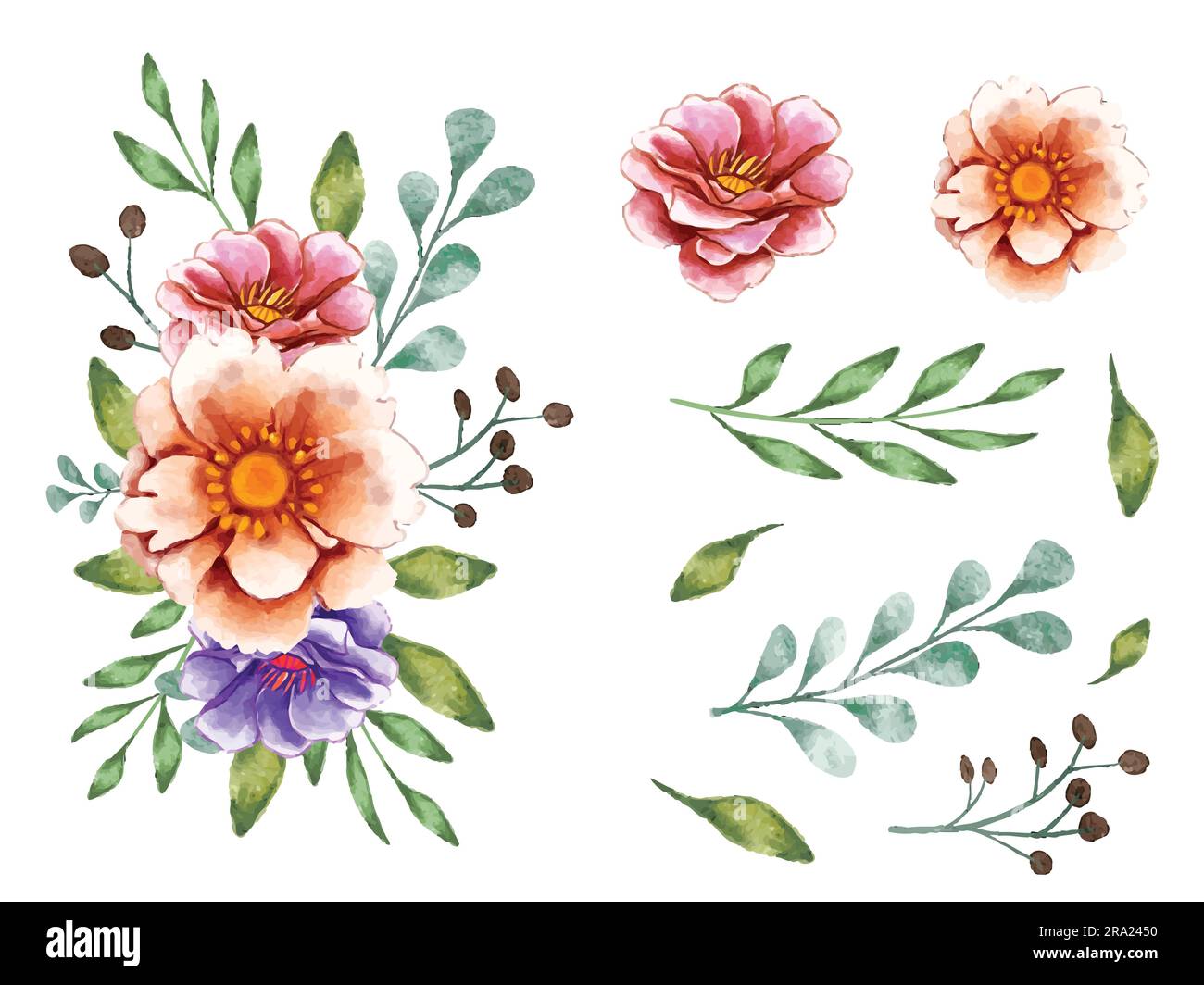 Drawing flower leaves frame hi-res stock photography and images - Alamy
