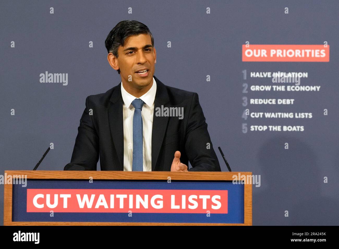 Prime Minister Rishi Sunak during a press conference in Downing Street ...