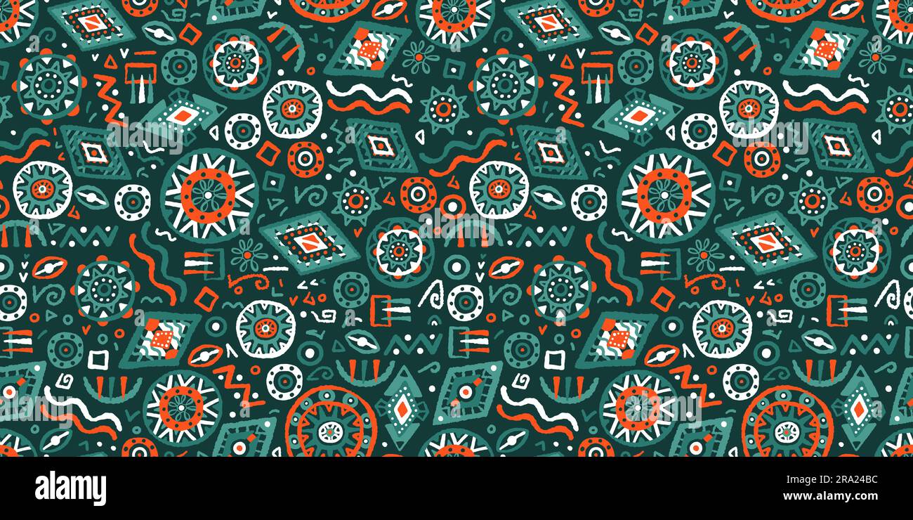 Hand drawn abstract seamless pattern, ethnic background, simple style ...