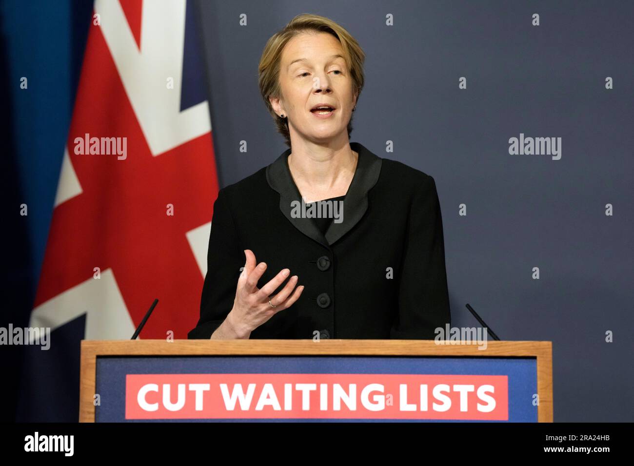 Amanda Pritchard, Chief Executive of NHS England speaking at a press ...
