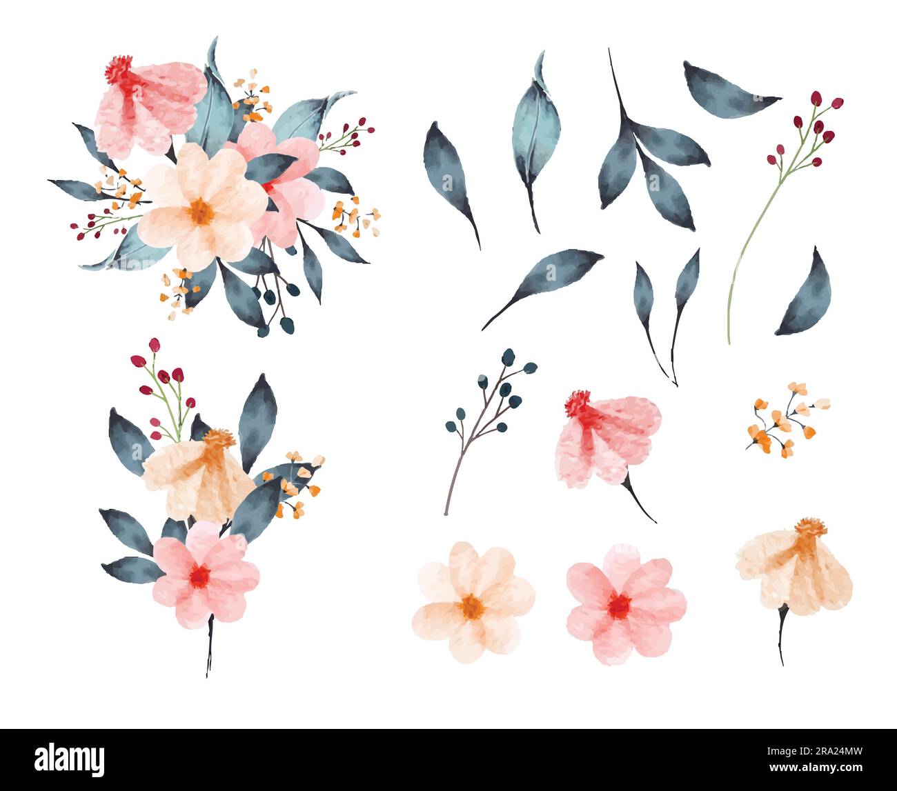 Watercolor nature clipart Stock Vector Images - Alamy