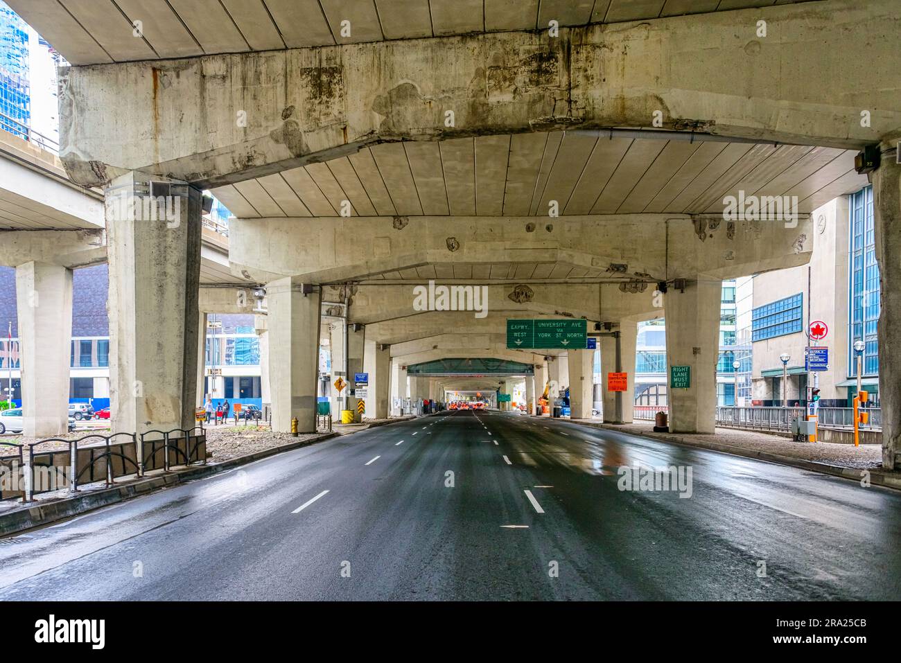 The state of disrepair of the Gardiner Expressway. Point of view below ...