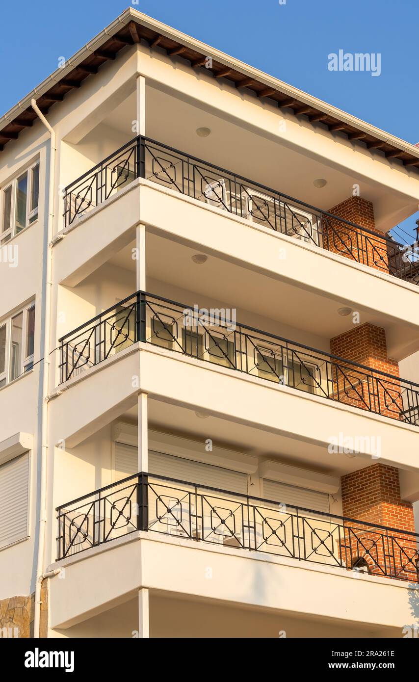 Residential apartment building with large balconies. Urban architecture ...