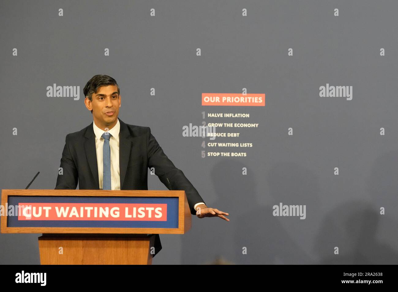 Prime Minister Rishi Sunak during a press conference in Downing Street ...