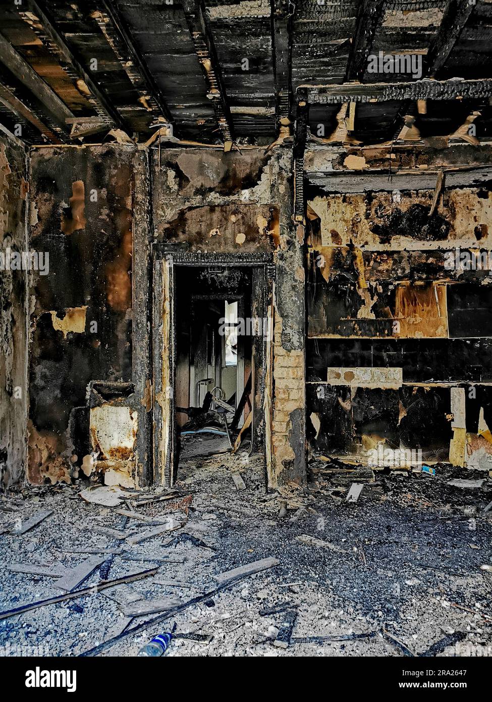 The burnt out buildings were once hiving homes for workers on the ...