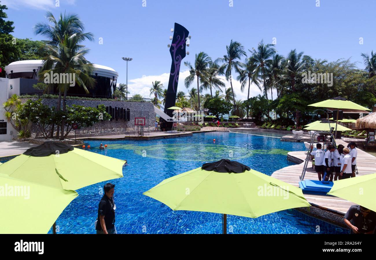 The main outdoor swimming pool area at the Hard Rock hotel, a hotel ...