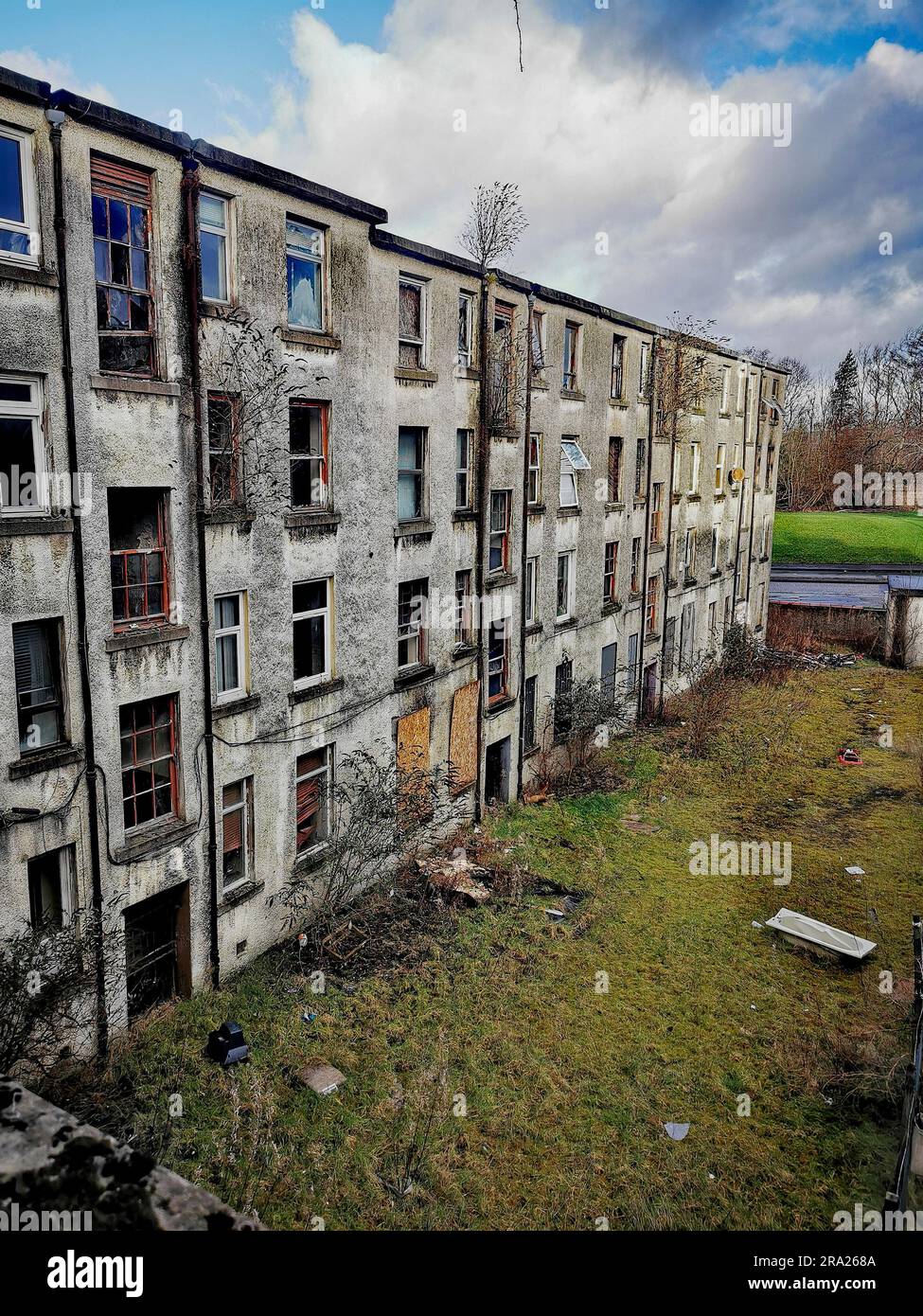 The exterior of the property is dirty and growing foliage GLASGOW ...