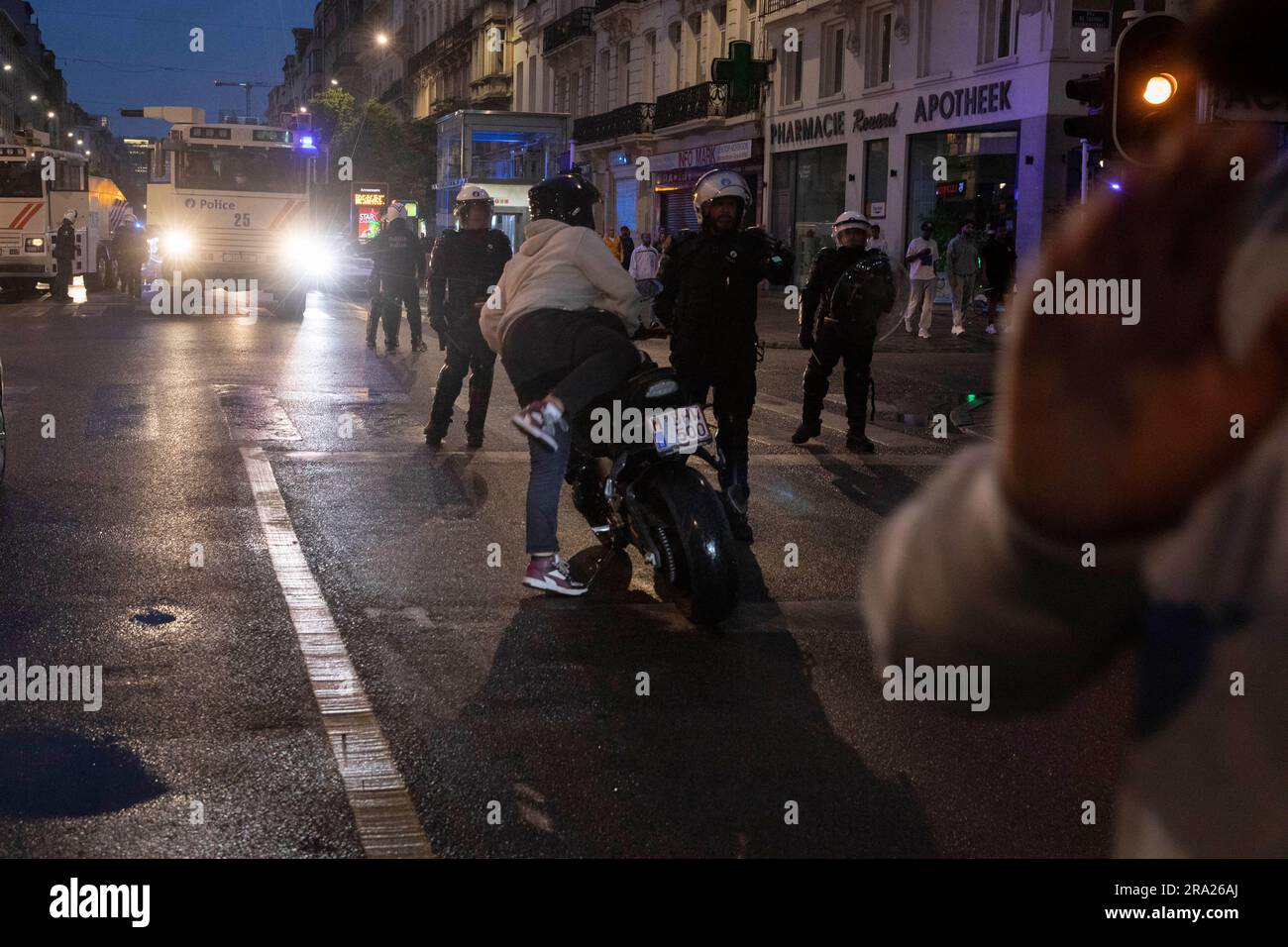 Brussels, Belgium. 29th June, 2023. Echoing the riots taking place in ...